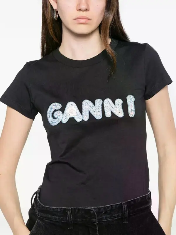 GANNI Logo-embroidered T-shirt