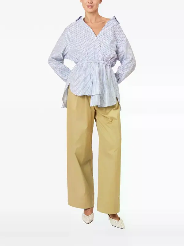 Rosie Assoulin Striped Gathered Waist Shirt