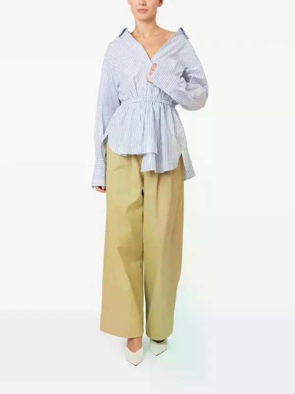 Rosie Assoulin Striped Gathered Waist Shirt