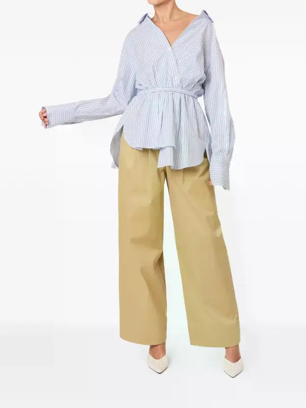 Rosie Assoulin Striped Gathered Waist Shirt