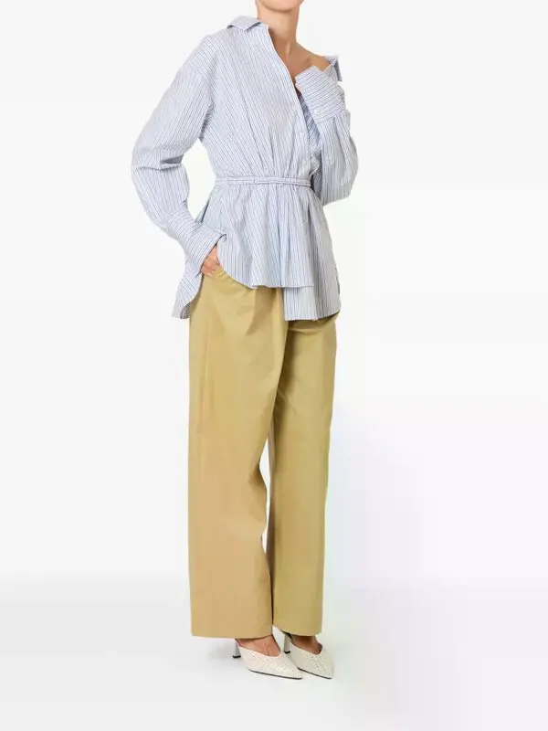 Rosie Assoulin Striped Gathered Waist Shirt