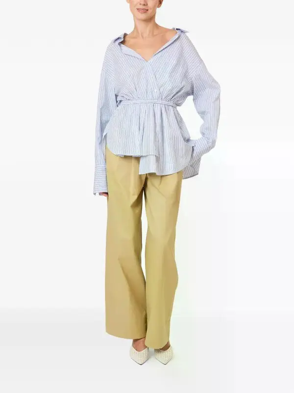 Rosie Assoulin Striped Gathered Waist Shirt