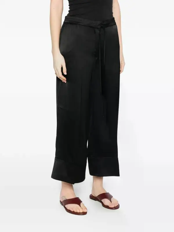 TOTEME Drawstring Wide Leg Trousers - Black