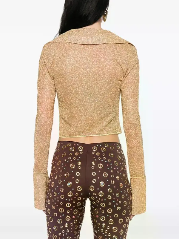 Oseree Tie-front Long Sleeve Top - Gold