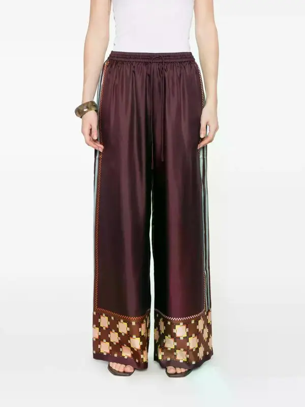 ALEMAIS Wilson Silk Palazzo Pants - Red
