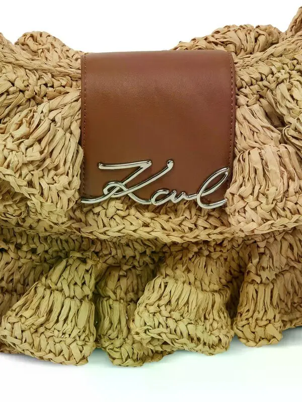 Karl Lagerfeld Raffia Ruffle Shoulder Bag