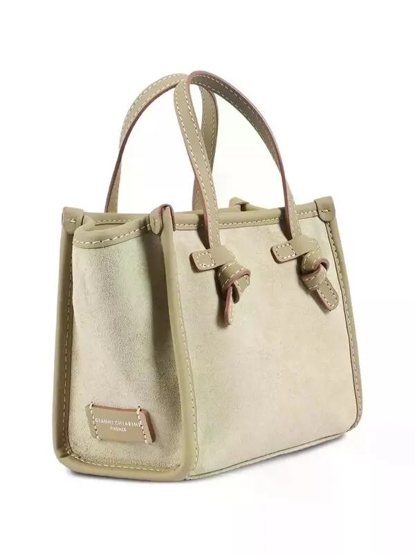 GIANNI CHIARINI Leather Shoulder Bag With Knot Detail - Neutrals
