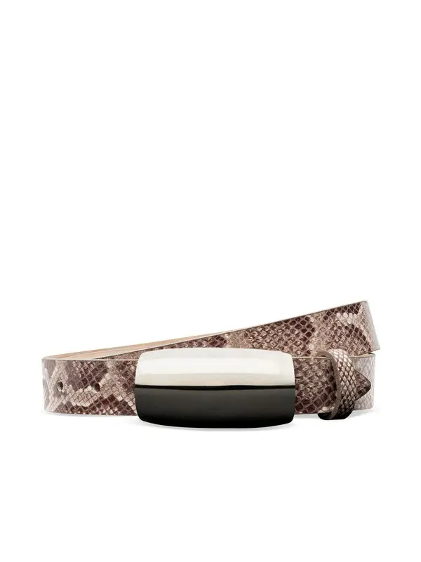 L'Agence Marlowe Python-embossed Leather Belt - Blush Snake