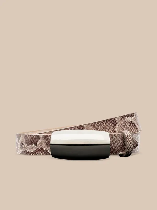 L'Agence Marlowe Python-embossed Leather Belt - Blush Snake