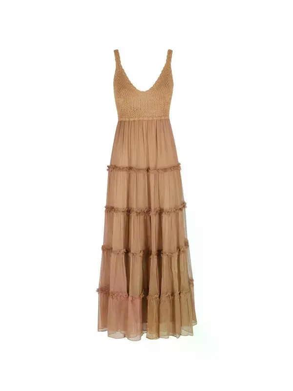 ERMANNO FIRENZE Crocheted Ruffled Midi Dress