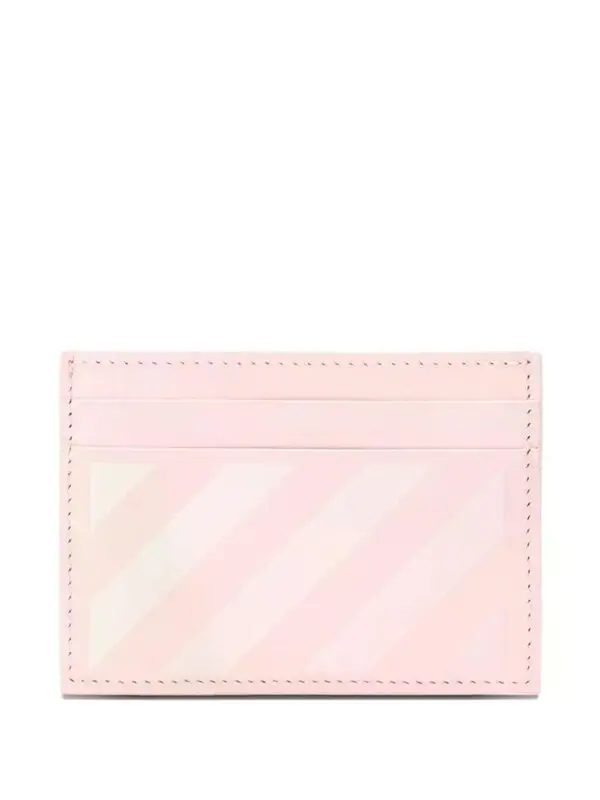 Off-White Diagonal-stripes Card Case - Pink