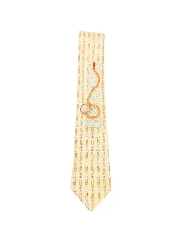 A.N.G.E.L.O. VINTAGE CULT X Stefania Bertoni Customised Hermès Patterned Tie - Yellow