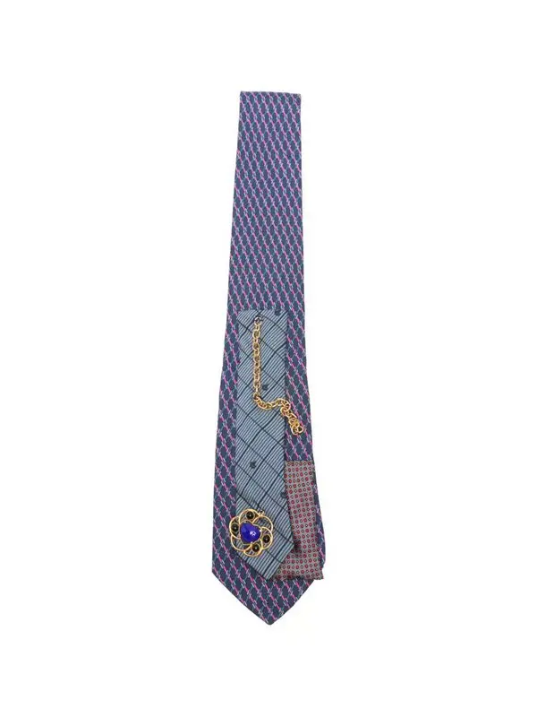 A.N.G.E.L.O. VINTAGE CULT X Stefania Bertoni Customised Hermès Tie - Blue