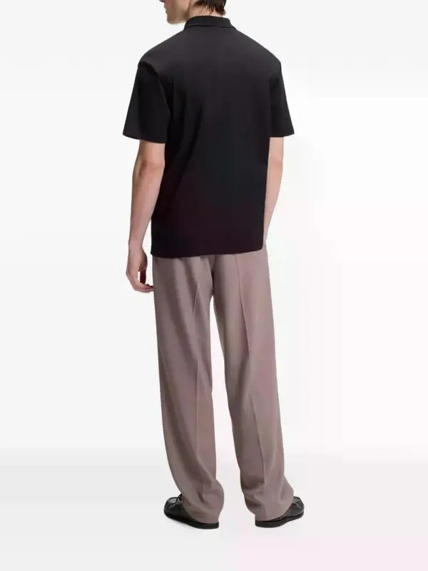 Hugo Stacked-logo Polo Shirt In Interlock Cotton - Black