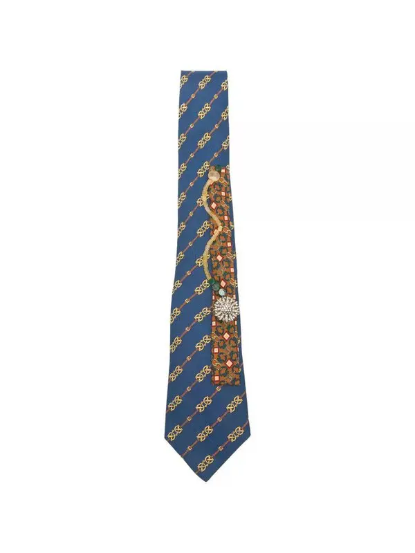 A.N.G.E.L.O. VINTAGE CULT X Stefania Bertoni Customised Hermès Embellished Tie - Blue