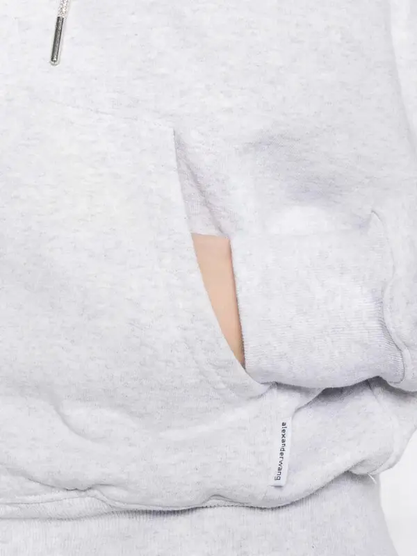 Alexander Wang Crystal Drawcord Zip-up Hoodie - Grey