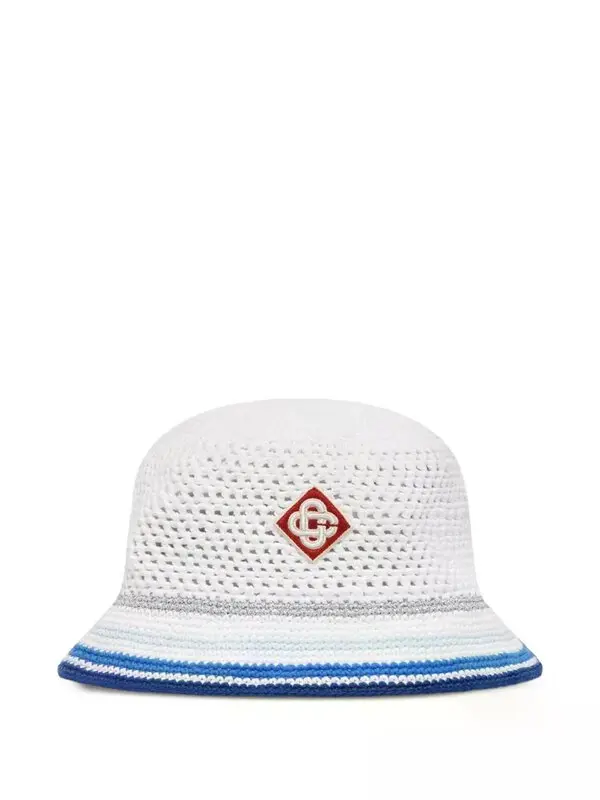 Casablanca Mesh Stripe Crochet Hat - White