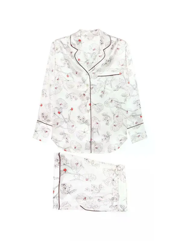 Olivia Von Halle Alba Floral-print Pajamas - Neutrals