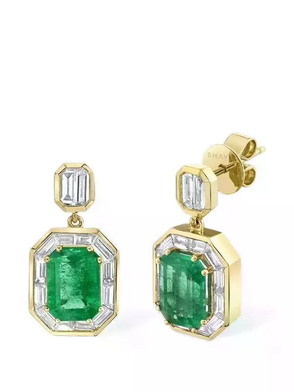 Shay Emerald And Diamond Drop Earrings - Gold