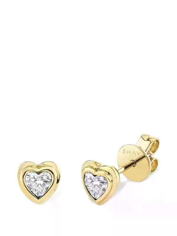 Shay Diamond Heart Stud Earrings - Gold