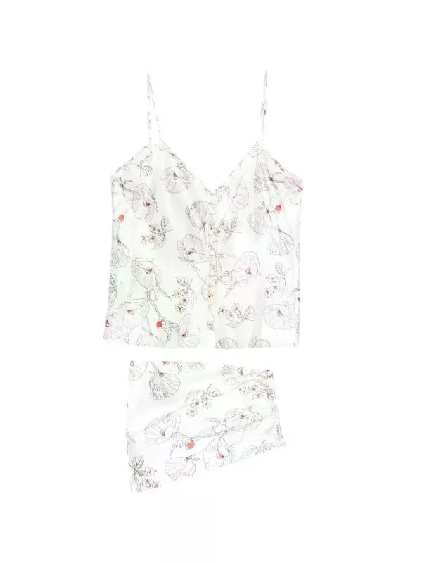 Olivia Von Halle Etta Floral-print Pajamas - Neutrals