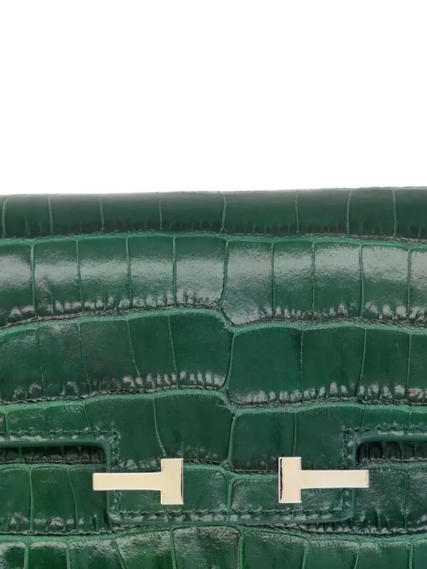 TOM FORD T-bar Reptile-effect Wallet - Green
