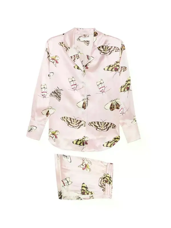 Olivia Von Halle Alba Elda Butterfly-print Pajamas - Pink