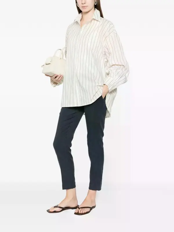 DONDUP Linen Straight Leg Trousers - Grey
