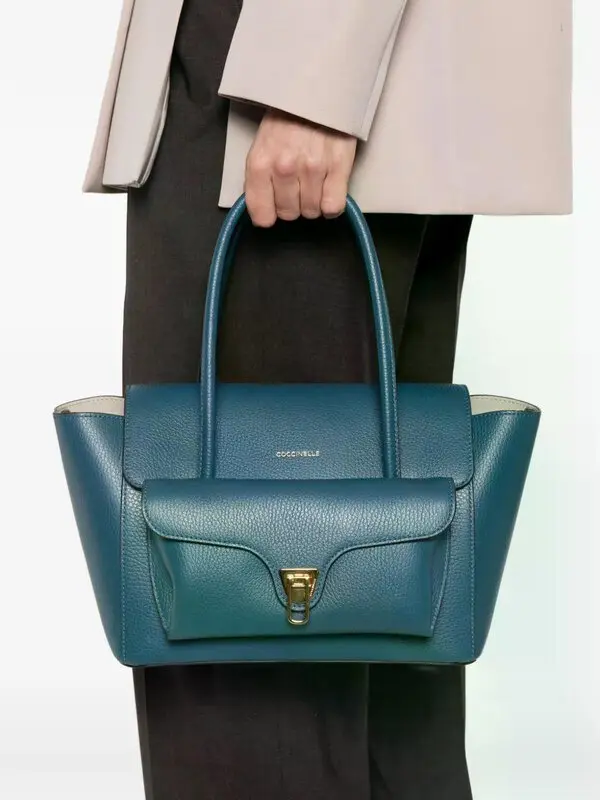 COCCINELLE Medium Leather Top-handle Tote Bag - Blue
