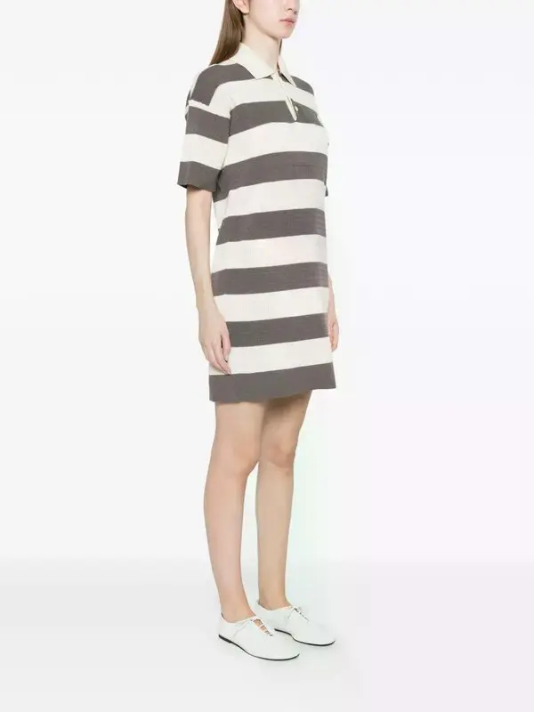 AMI Paris Striped Cotton Knit Polo Dress