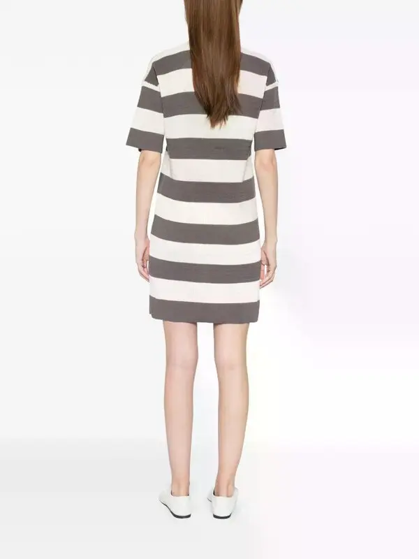 AMI Paris Striped Cotton Knit Polo Dress