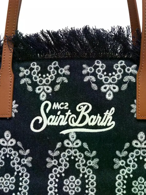 MC2 SAINT BARTH Embroidered-logo Fringed Shoulder Bag