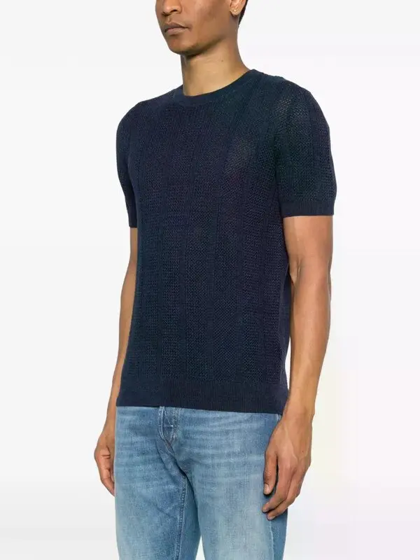 DRUMOHR Ribbed Short-sleeve Sweater - Blue