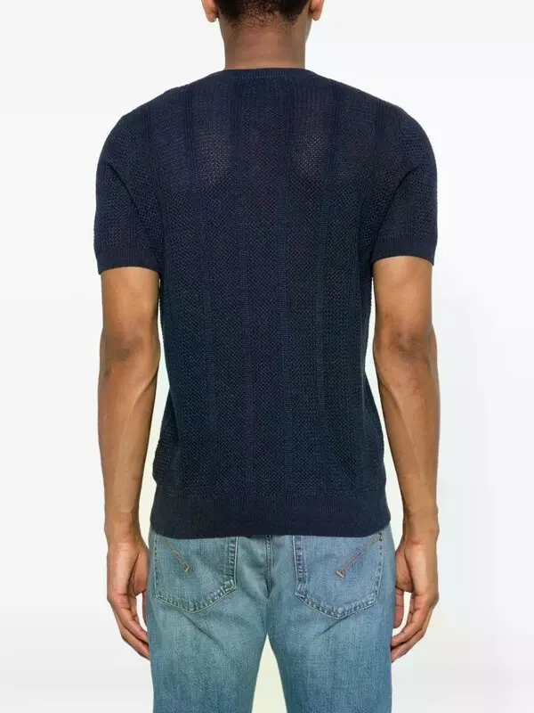 DRUMOHR Ribbed Short-sleeve Sweater - Blue
