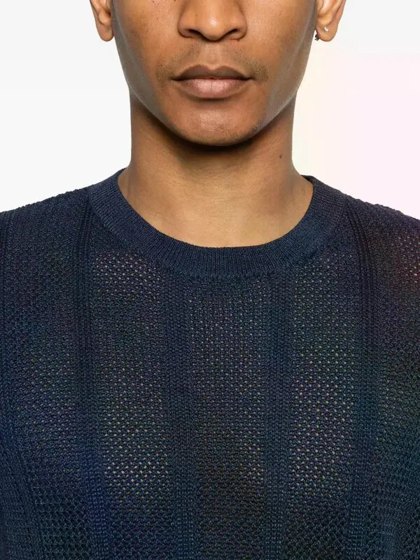 DRUMOHR Ribbed Short-sleeve Sweater - Blue