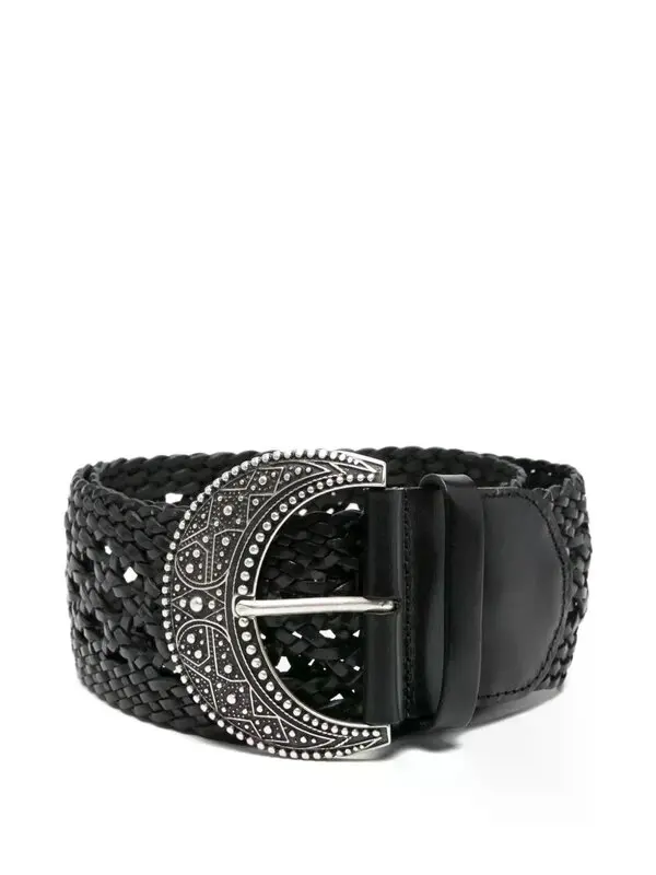 Ba&sh Woven Embellished Buckle Belt - Black
