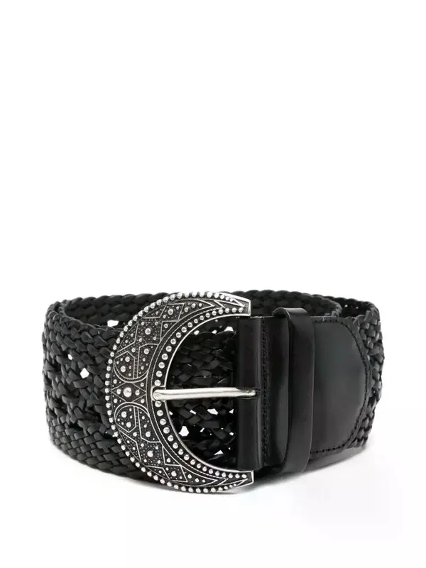 Ba&sh Woven Embellished Buckle Belt - Black