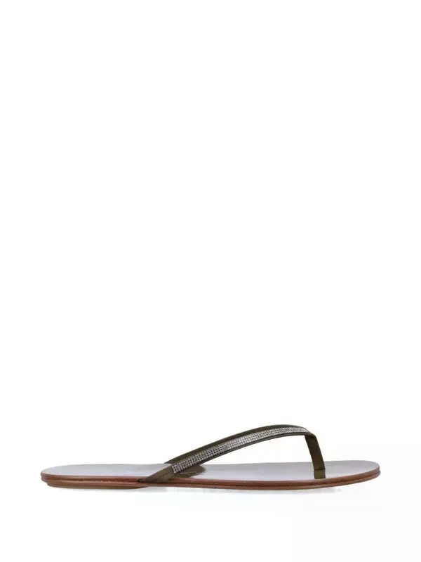 PEDRO GARCIA Rhinestone-embellished Thong Sandals - Green