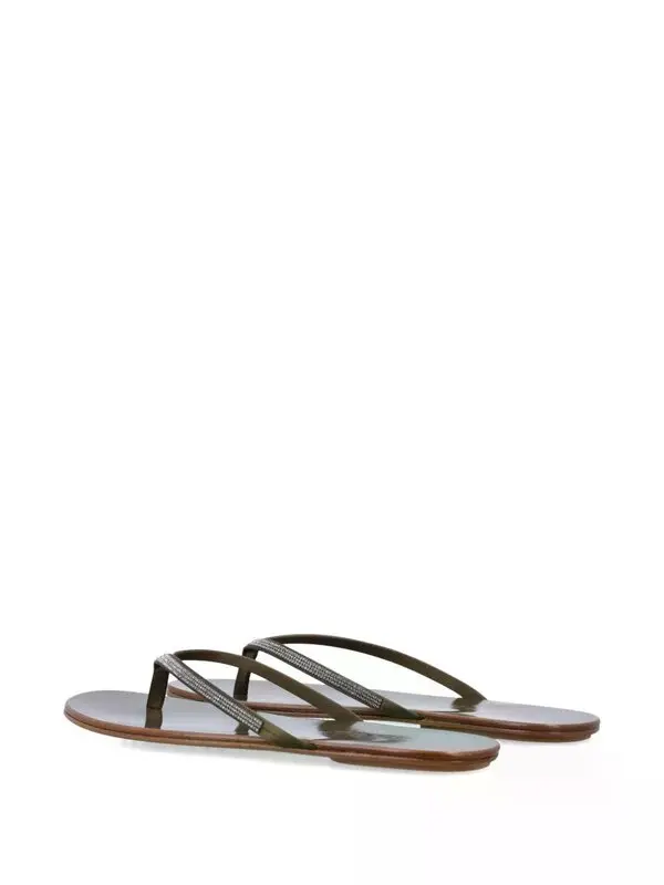PEDRO GARCIA Rhinestone-embellished Thong Sandals - Green