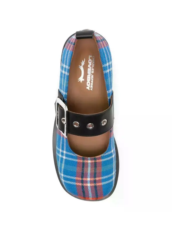 CHARLES JEFFREY Buckle Plaid Pumps