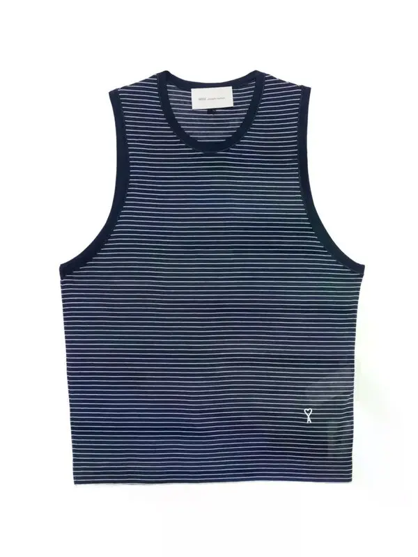 AMI Paris Striped Logo Tank Top