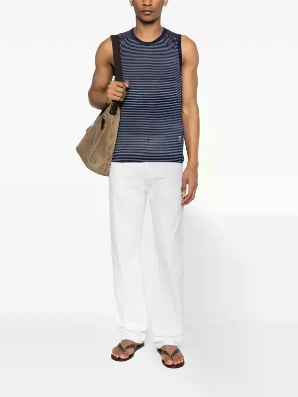AMI Paris Striped Logo Tank Top
