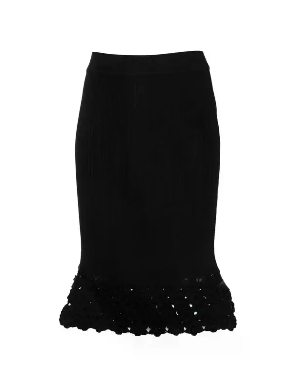 GANNI Crochet-trim Ribbed Knit Midi Skirt - Black