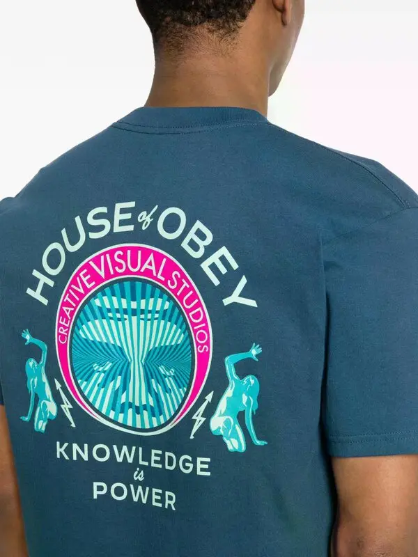 Obey Logo-detail T-shirt - Blue