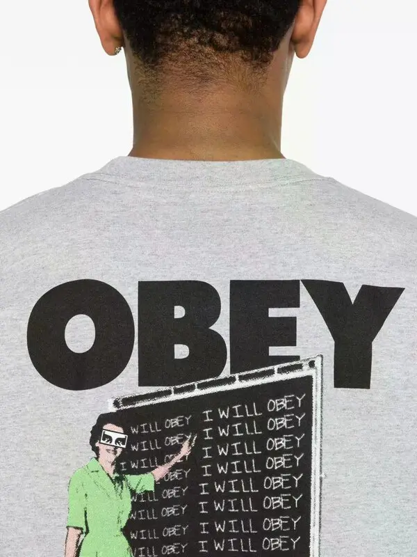 Obey Logo-detail T-shirt - Grey