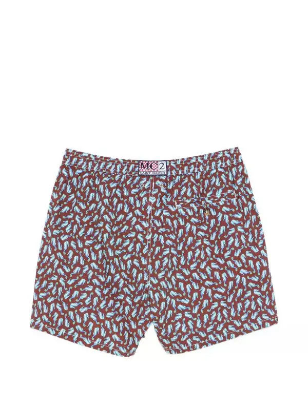 MC2 SAINT BARTH Seahorse-print Swim Shorts - Brown