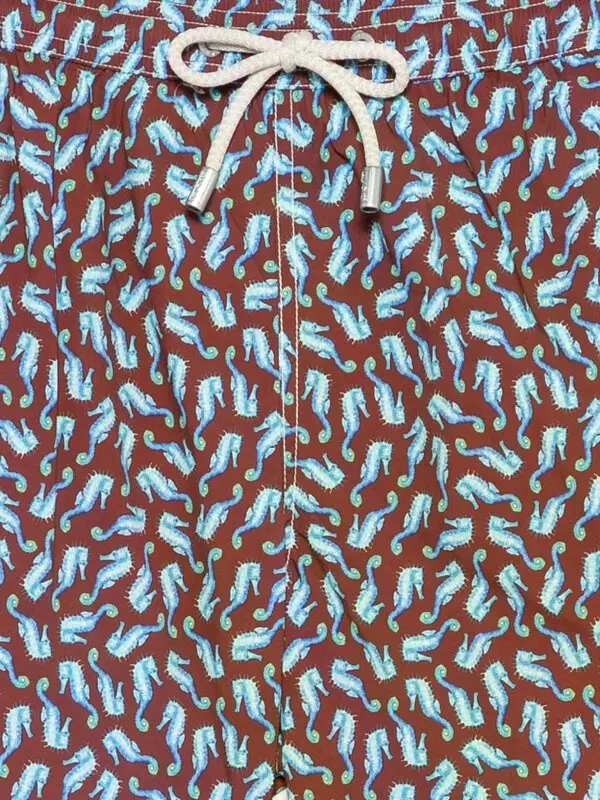 MC2 SAINT BARTH Seahorse-print Swim Shorts - Brown