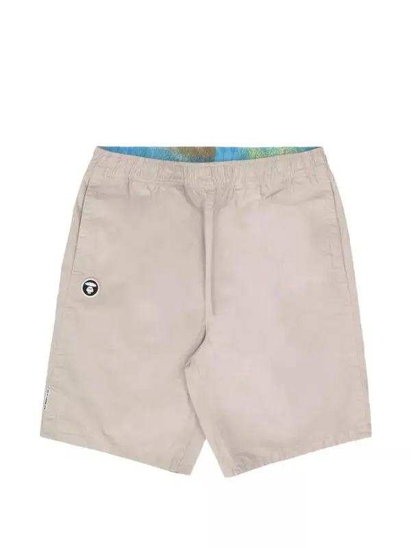AAPE BY *A BATHING APE Moonface Embroidered Reversible Shorts - Neutrals