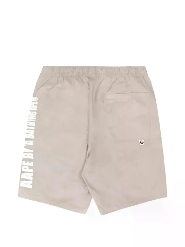 AAPE BY *A BATHING APE Moonface Embroidered Reversible Shorts - Neutrals