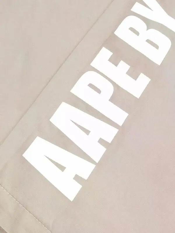 AAPE BY *A BATHING APE Moonface Embroidered Reversible Shorts - Neutrals